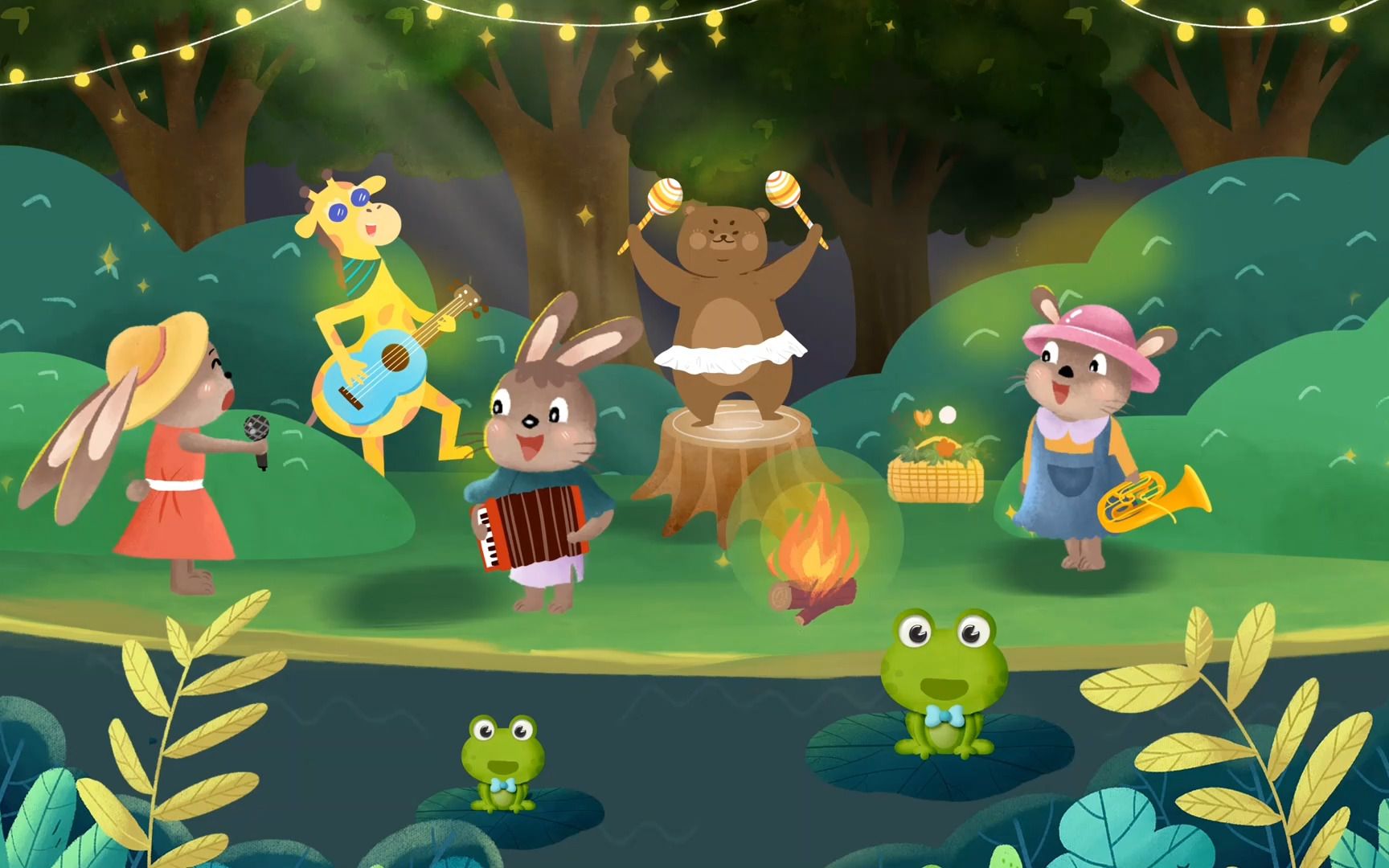 卡通森林动物背景视频素材