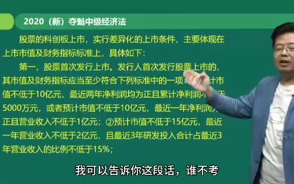 【中级经济法】必背6分知识点!科创板上市,实行差异化的上市条件(3分...