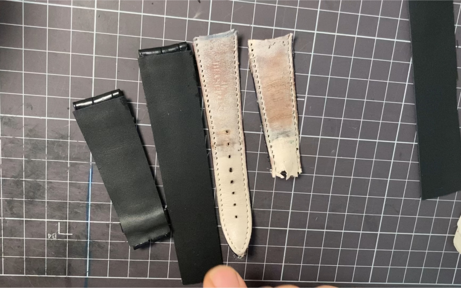 客户原装表带坏了,寄过来更换底皮,纯手工全过程制作