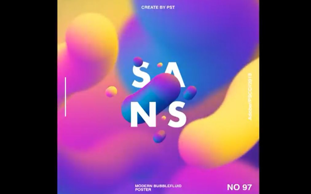 ps自制海报梦幻炫彩景深背景图 Create Fluid Gradient Cover Art - ...