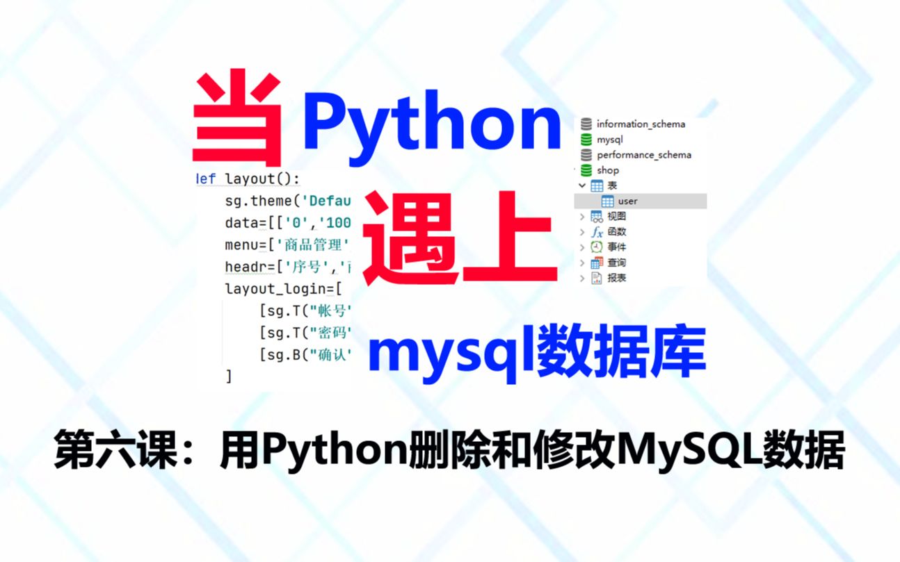当python遇上MySQL数据库6:用python删除修改MySQL数据