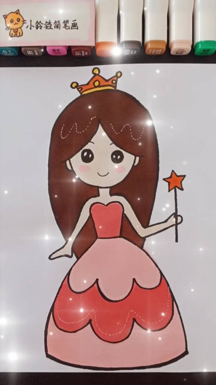 拿魔法棒的小仙女简笔画