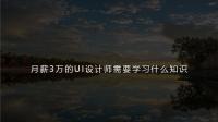 月薪3万的UI设计师需要学习什么知识