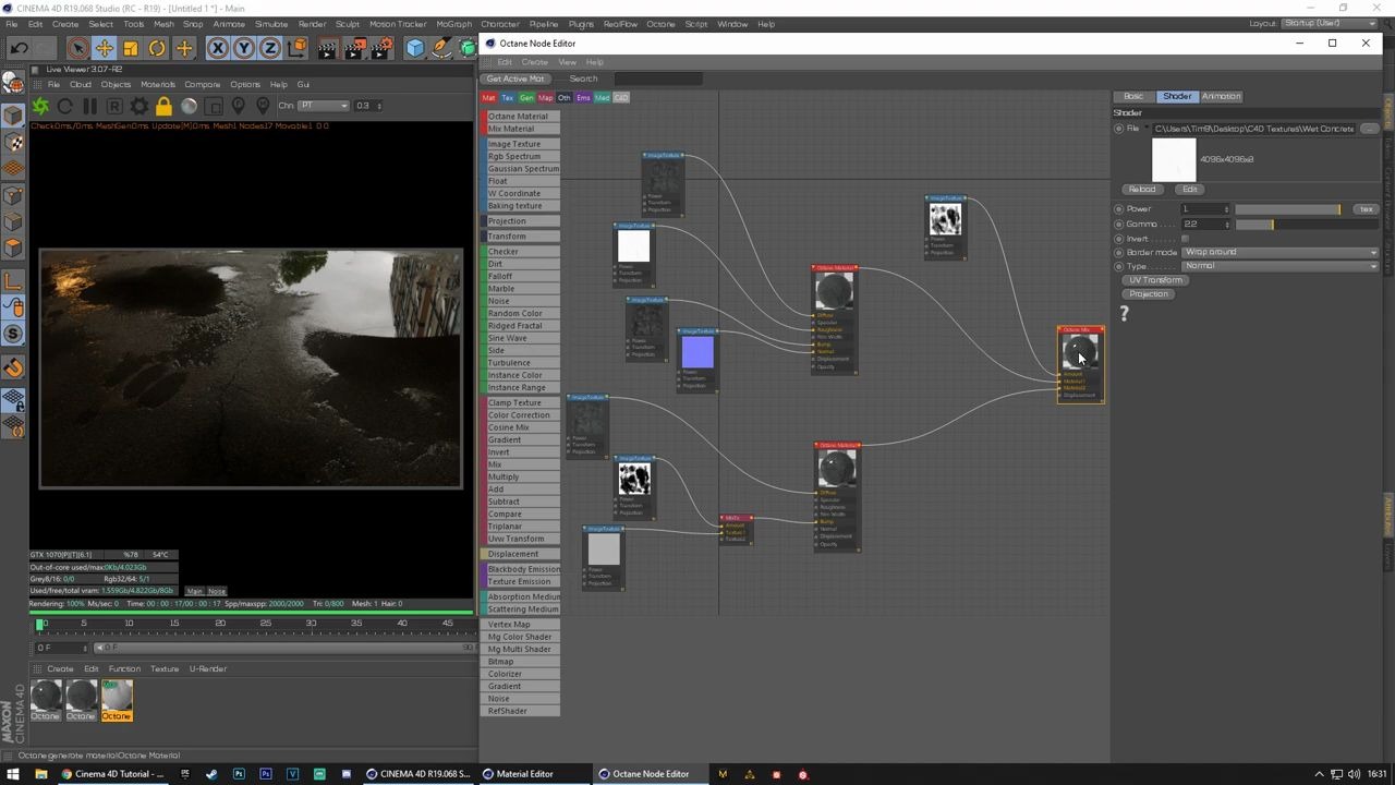 【C4D&Octane教程】octane制作湿沥青材质
