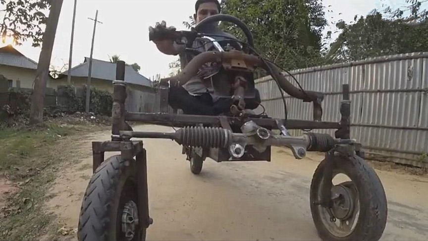 三哥制作的电动三轮,没的说,结构简单,时速40公里每小时!