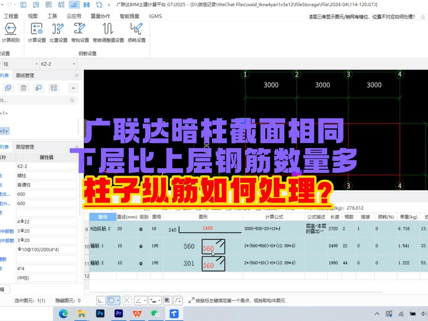 柱纵筋如何调整钢筋布置/影响钢筋设置对应的选项/广联达暗柱截面...