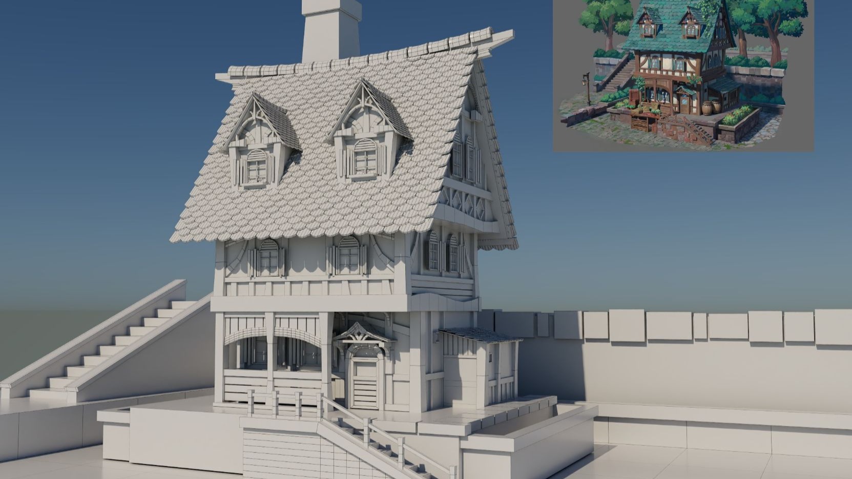 【MAYA建模】新手从做一个喜欢的房子开始,游戏房子建筑模型制作...
