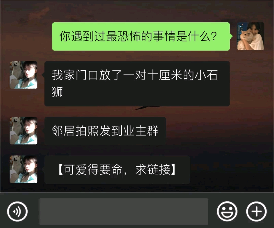 我家门口放了一对十厘米的小石狮邻居拍照发到业主群【可爱得要命,...