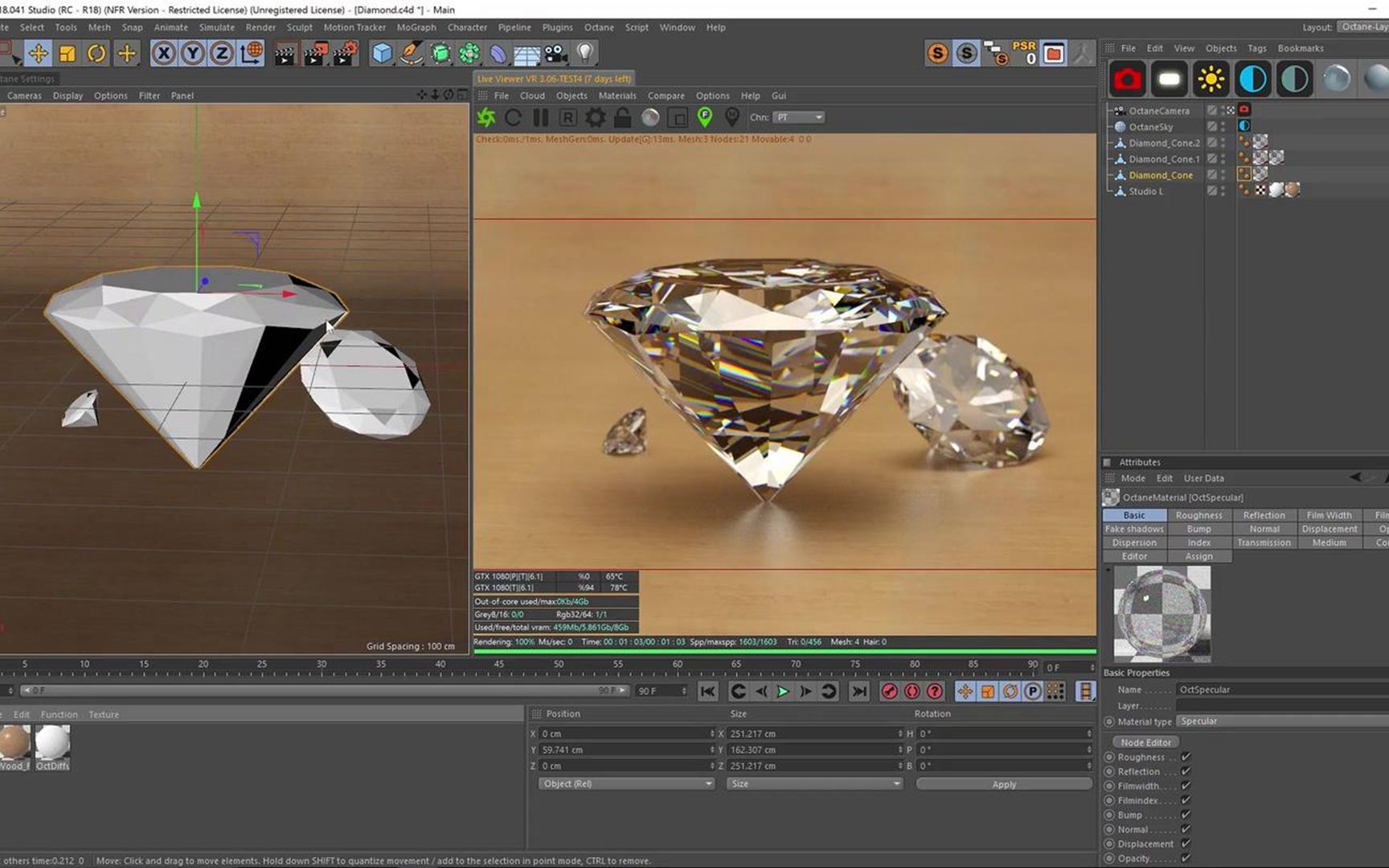 【C4D教程】Oc渲染器制作钻石玻璃材质效果,祺盟网络