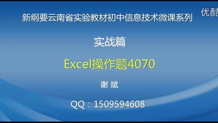 新纲要云南省实验教材初中信息技术微课excel操作题4070