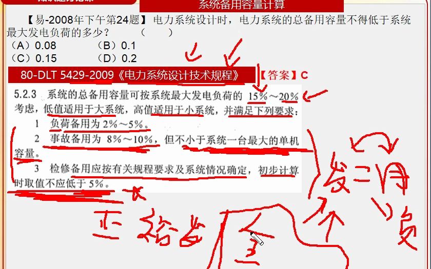 2008下24系统备用容量详解