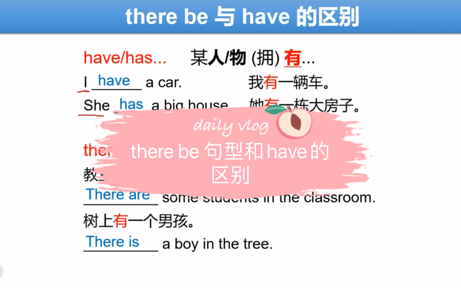 there be句型和have的区别 最详细的讲解,一个视频帮你分清、助你会用...