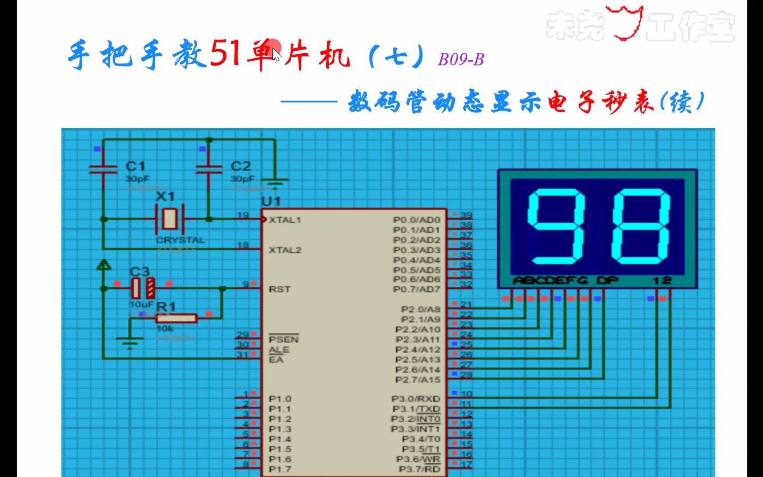 B09B-手把手教51单片机(七)-数码管动态显示电子秒表(续)