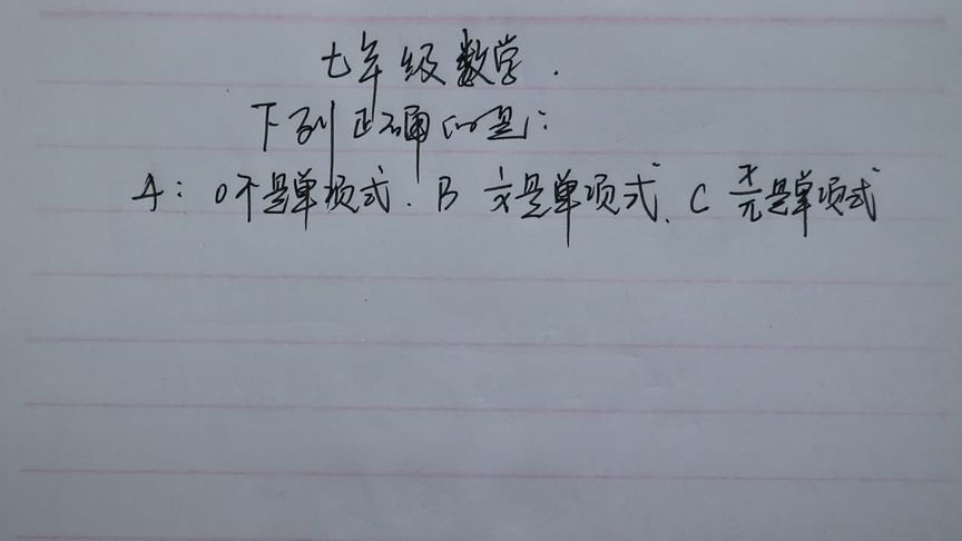 数学:初中方程知识点中,如何辨别单项式
