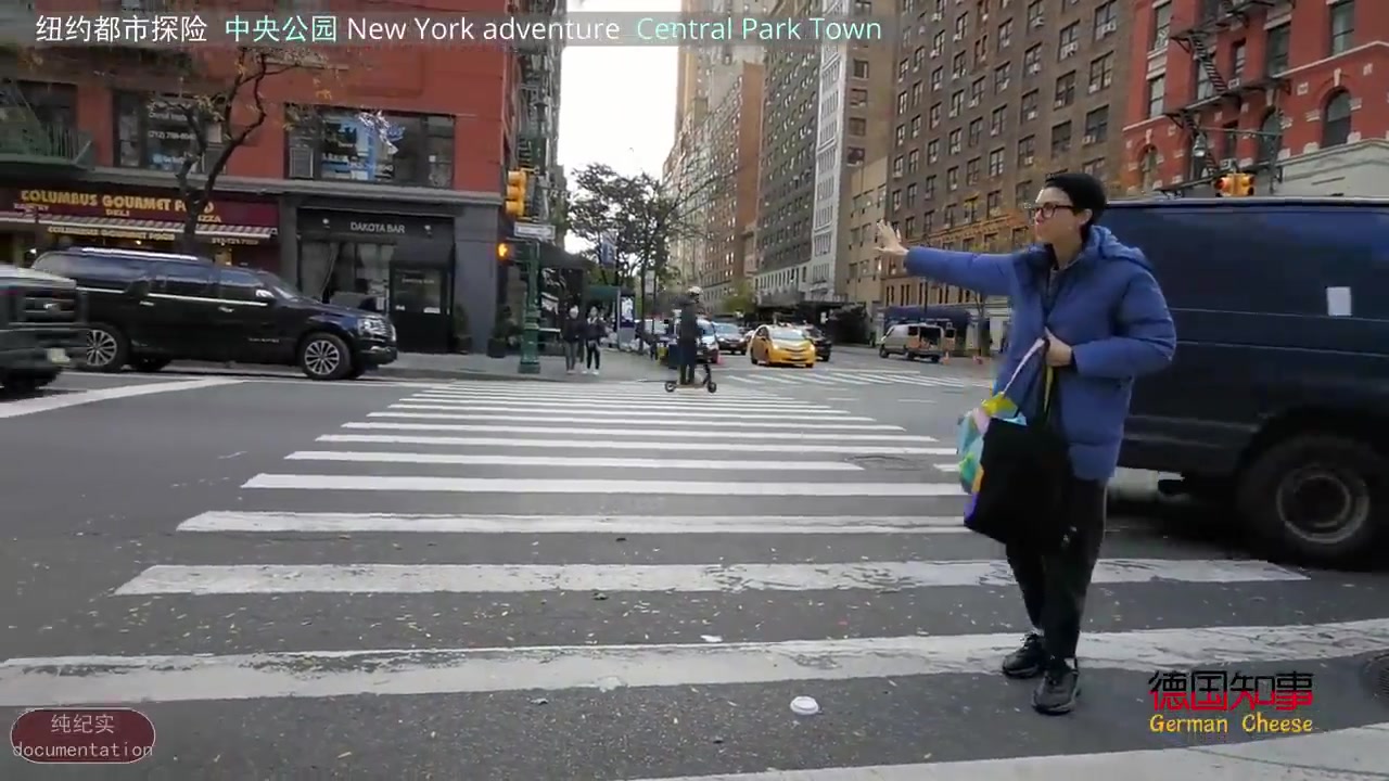 真实的纽约街景实拍,华裔从72街走进中央公园,一样也有不遵守交通...