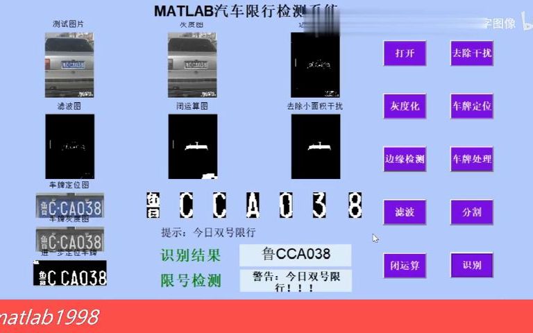 MATLAB的汽车违章检测
