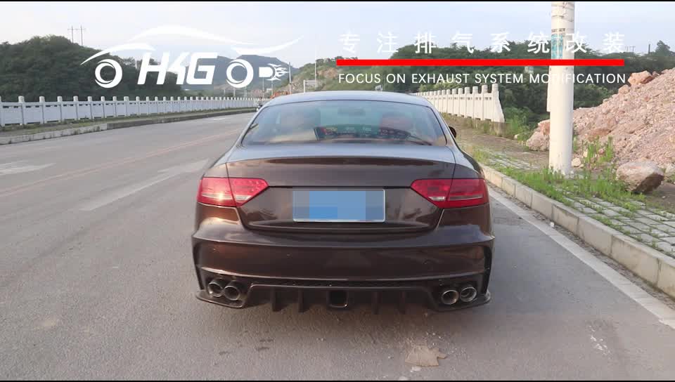 奥迪A5 2.0T改前中尾段双鼓双阀门四出长短咀