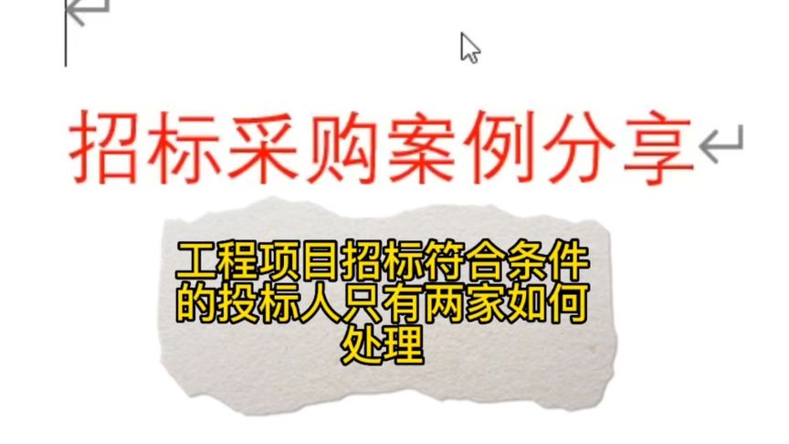 工程项目招标符合条件的投标人只有两家如何处理?