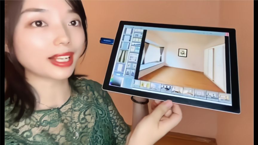 #带着平板跑小区 软件就是移动展厅#现场给客户设计搭配整体效果