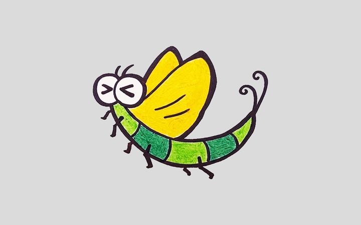 昆虫简笔画蜉蝣来画池塘边得小虫子 儿歌多多出品