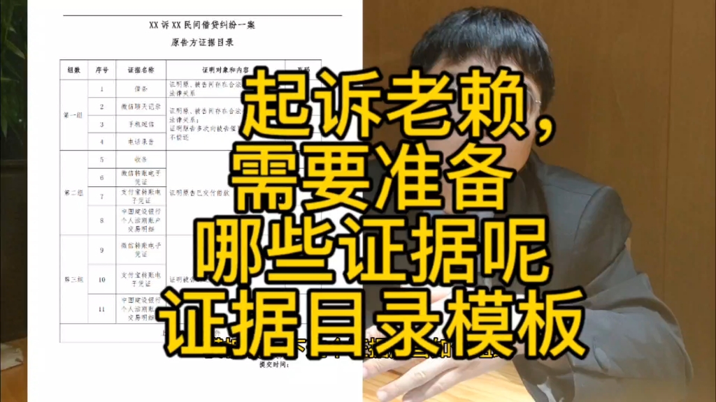 起诉老赖,需要准备哪些证据呢,附证据目录模板