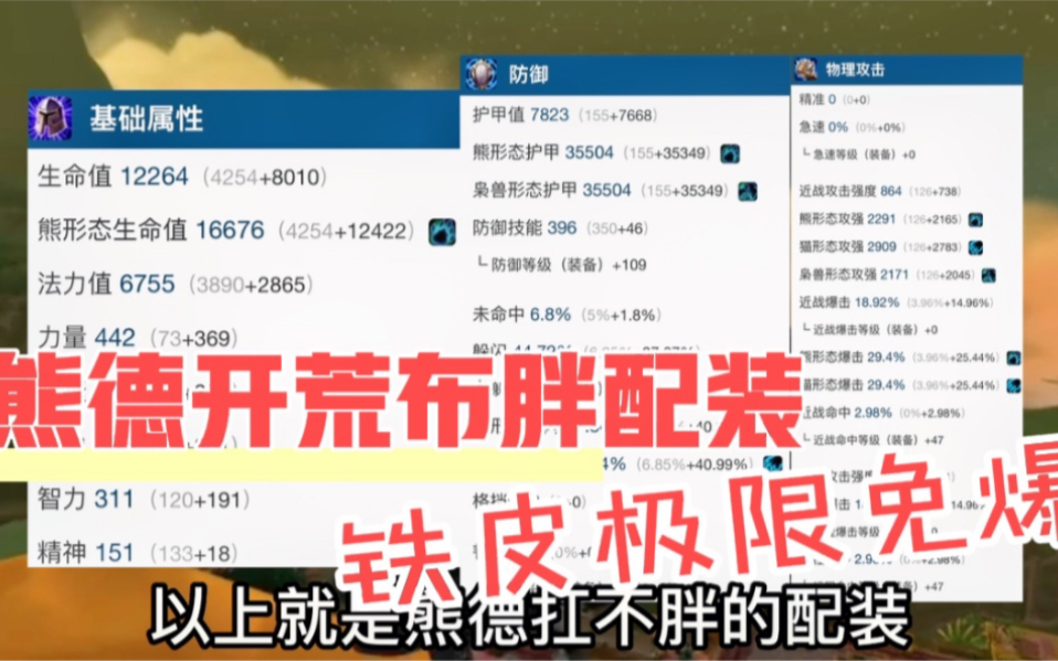 魔兽世界TBC怀旧服:P5阶段熊德开荒布胖装备搭配,铁皮极限免爆