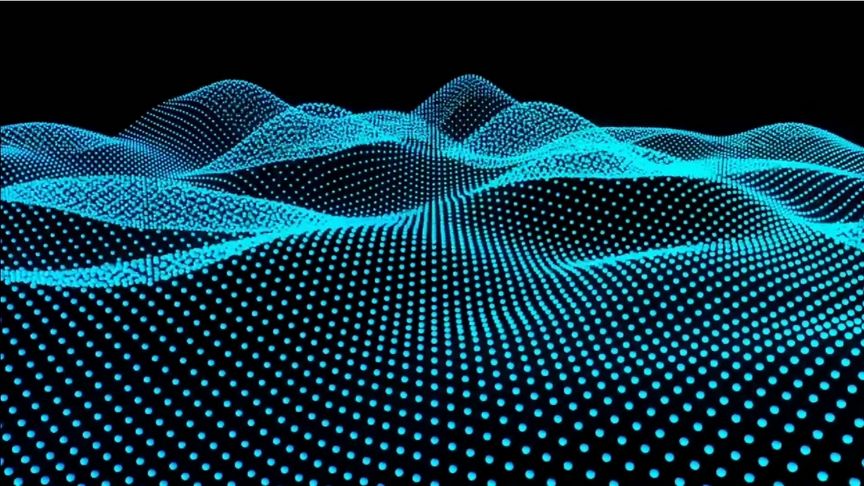 C4D作品|用C4D制作波动的粒子光点海面动画