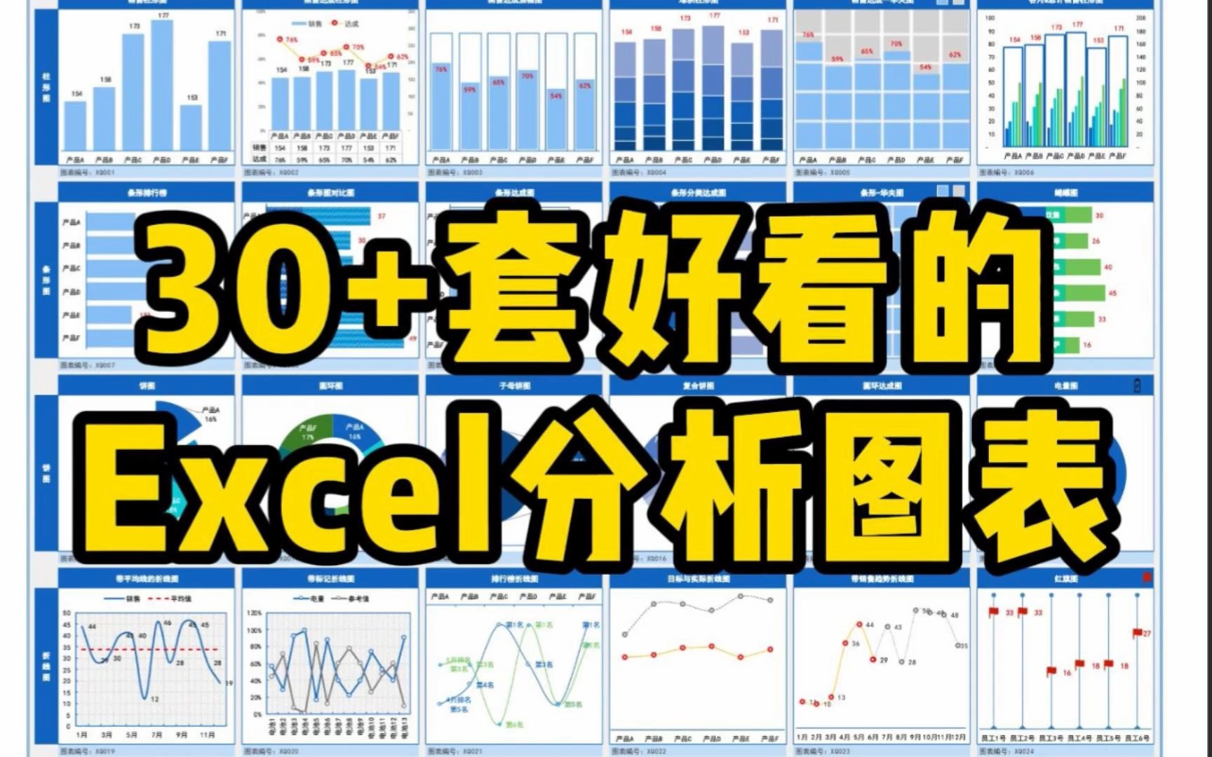 【图表】职场逆袭,30套好看的Excel图表模版&视频教程(含图表配色...