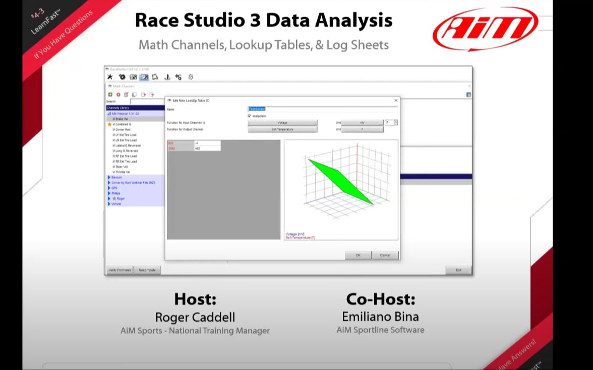 4-3 数据通道,查找表和记录表 AIM RACE STUDIO3 [请打开翻译字幕...
