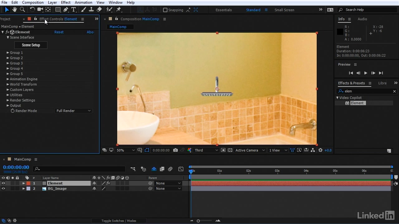 【AE教程】使用E3D和particular制作三维蓬头流水动画 Element 3D ...