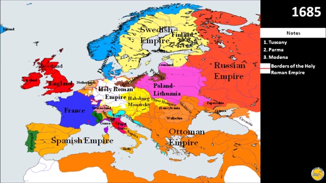 【历史地图】欧洲各国版图每年变化 (1648～1815)