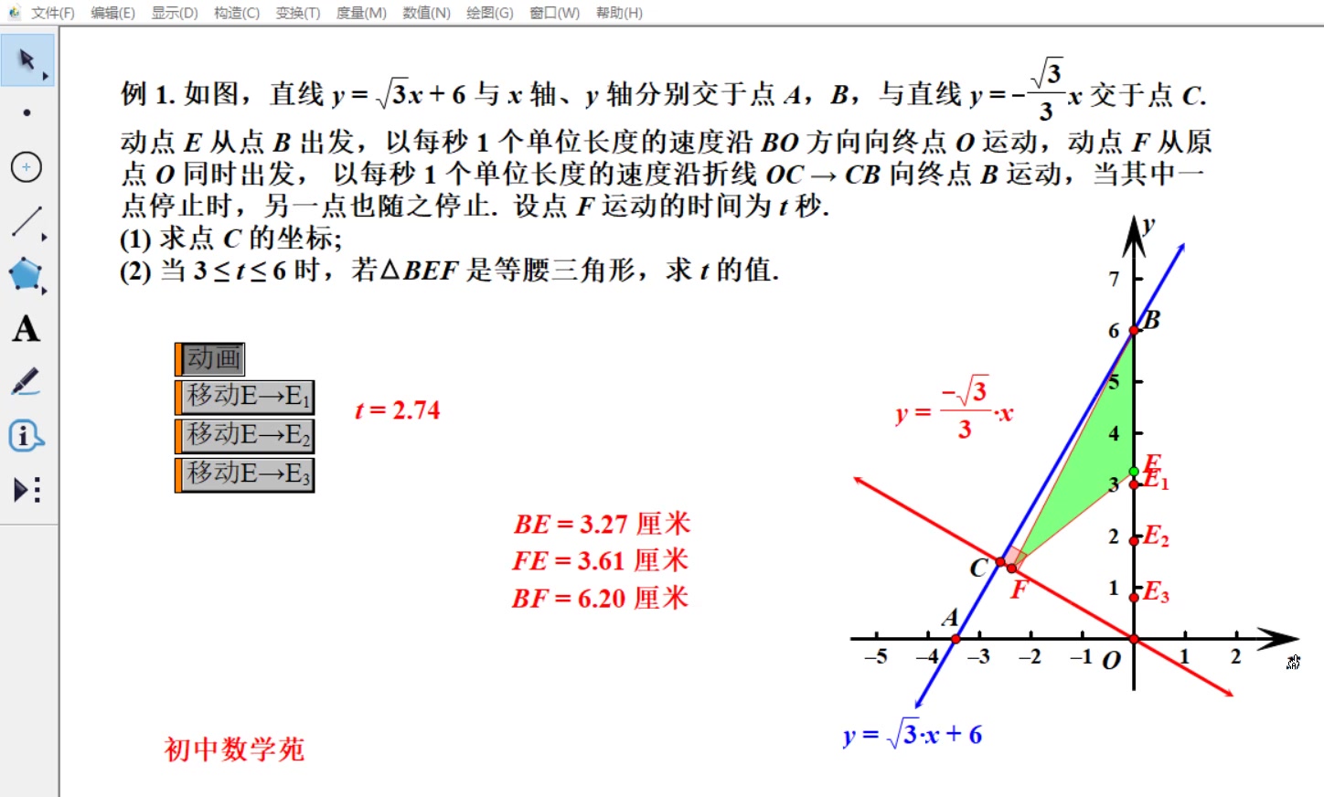 一次函数综合问题研究,几何画板动画演绎 一次函数综合问题研究,几何...