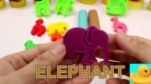 彩色橡皮泥制作小动物玩具,大象长颈鹿