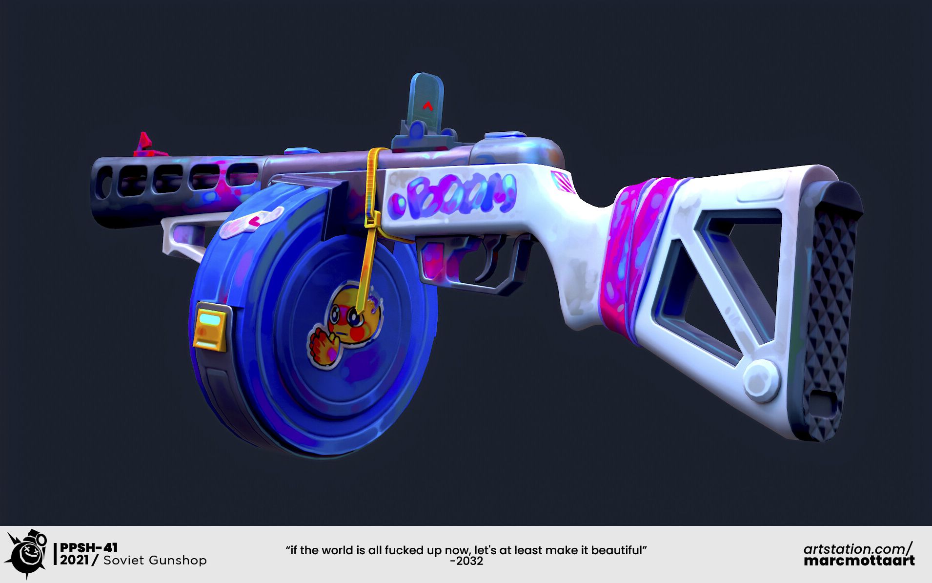 【枪械建模】大菠萝-游戏武器制作教学,次世代场景道具建模