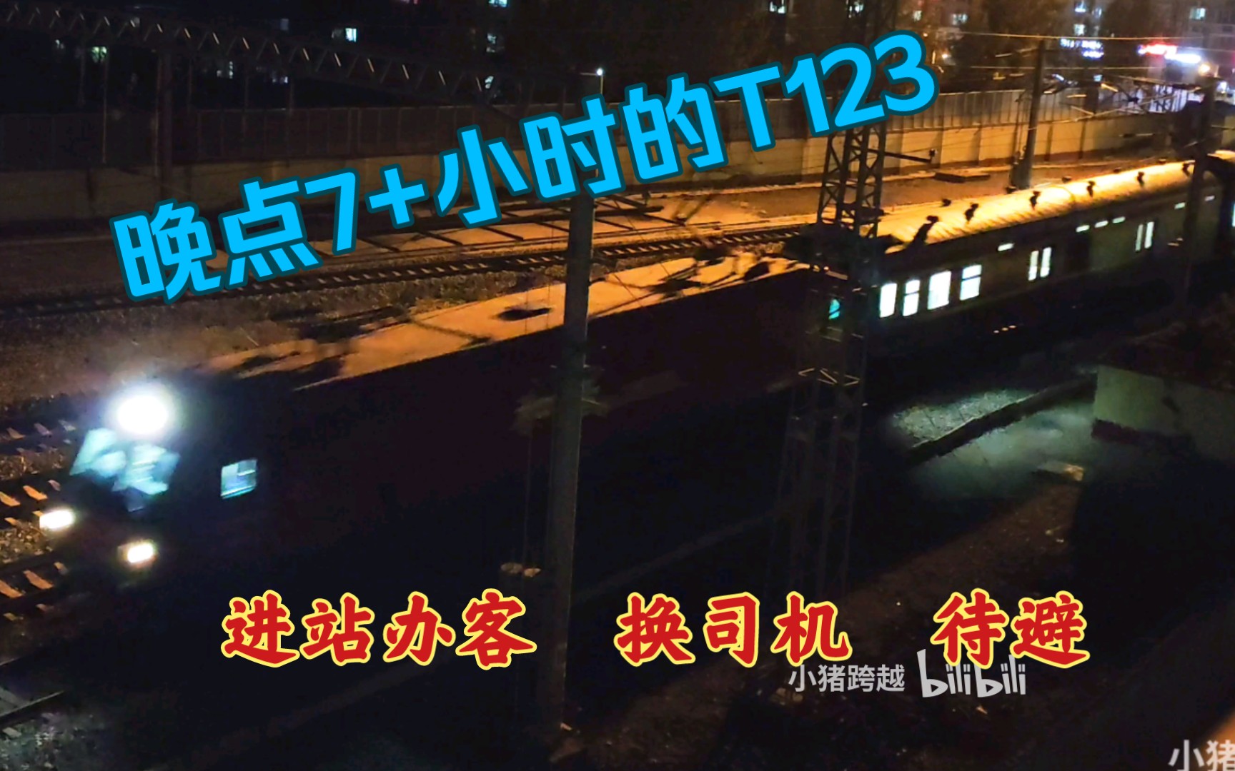 【火车】晚点7+小时的T123进站 换司机 待避Z201