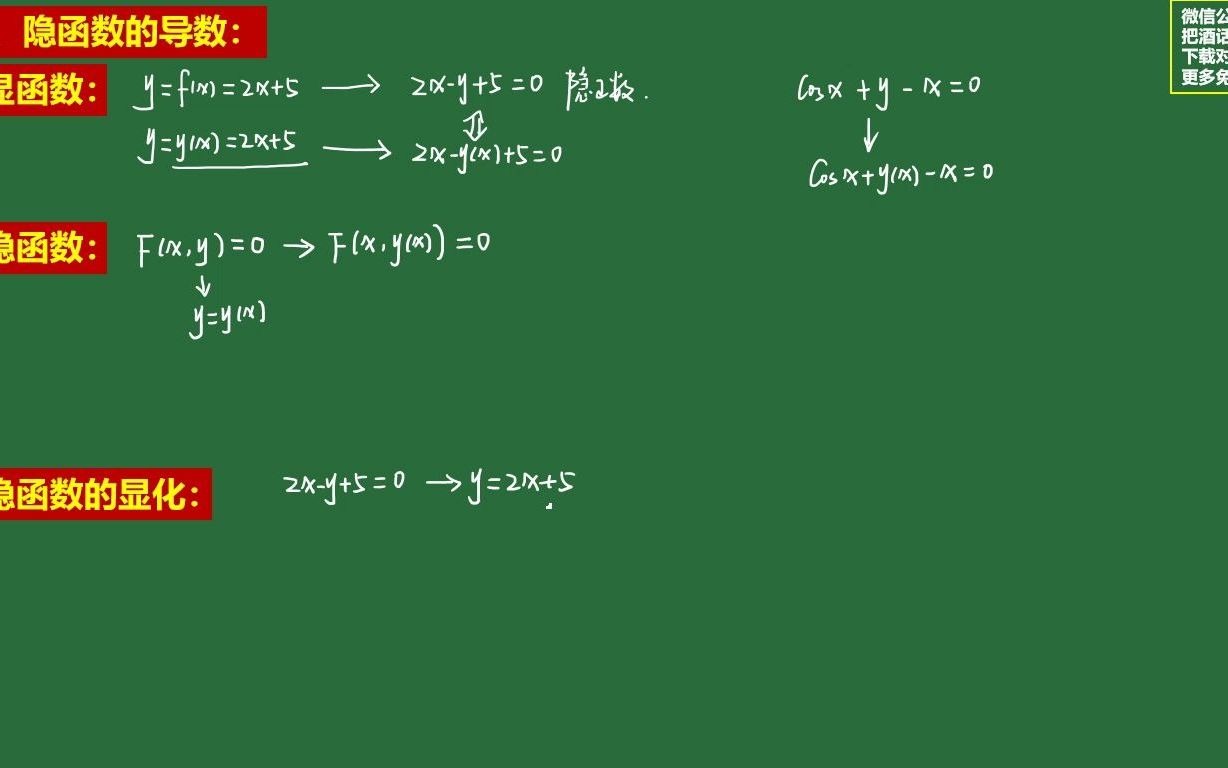 2.4.1 隐函数所确定的函数的导数-高等数学上——觉得好的话,希望大家...