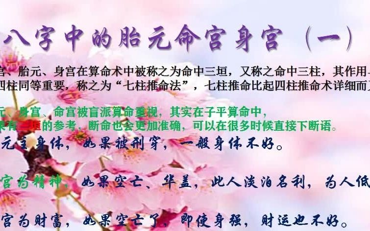 八字三垣论命(胎元命宫身宫)
