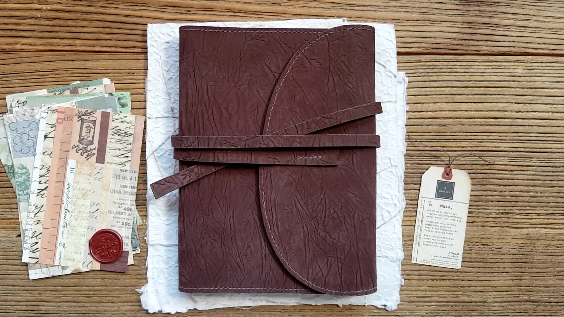 R.atelier Hobo A5 Trifold 手工真皮定制书衣-磨砂牛脖皮-紫棕色