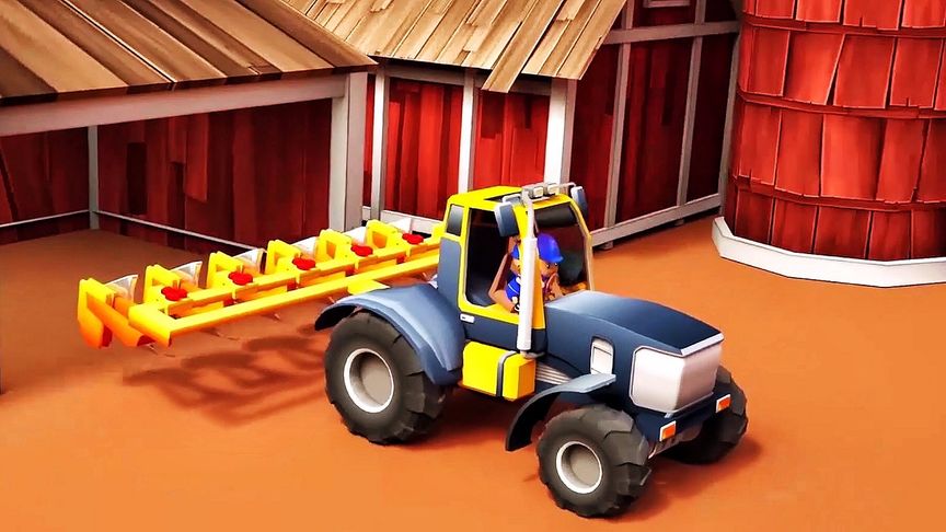 农用犁地机 播种机 收割机 自卸车 英文认知颜色 趣味动画