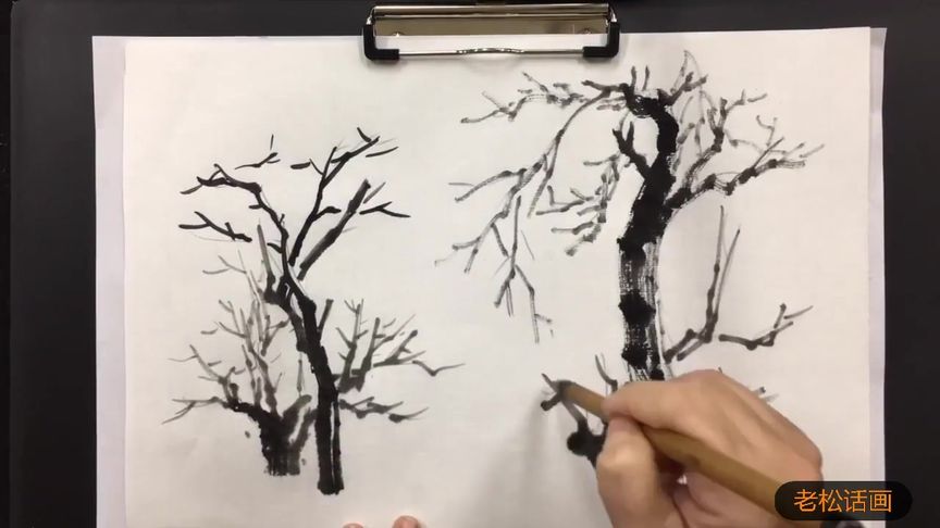 春节国画干货教程:水墨树的画法