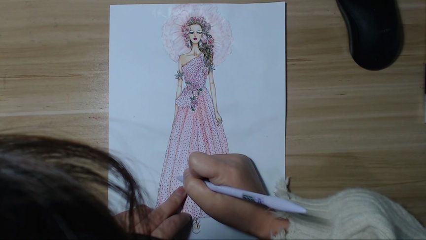 服装设计手绘画法,给手稿上色