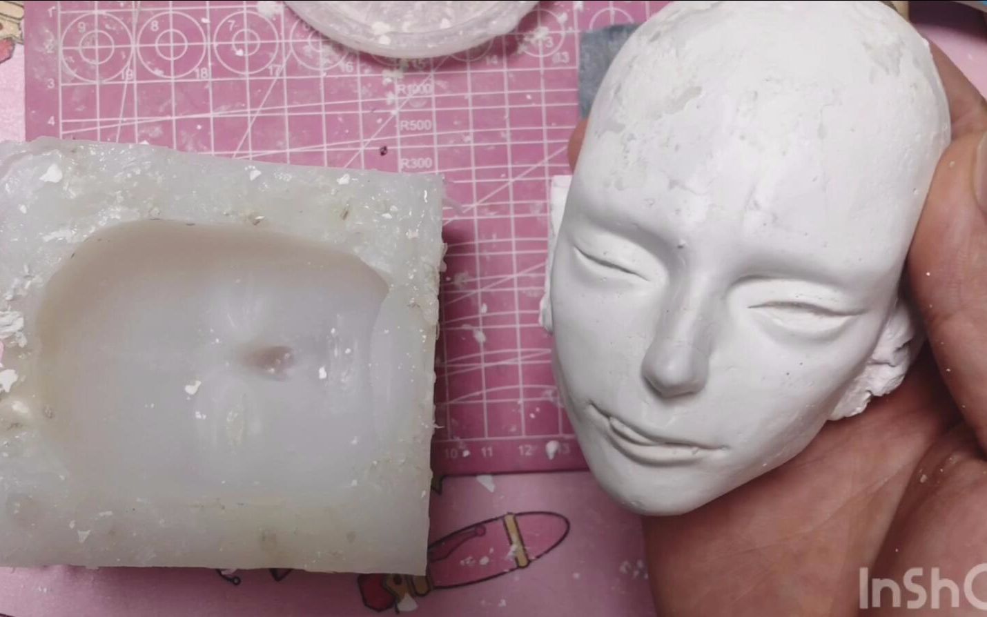 【bjd自制叔头翻模】想提前看到妆面效果 自制叔头的一次翻模