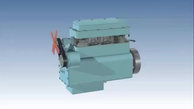 3D演示工程车四缸曲柄连杆结构发动机工作原理,看完长知识了