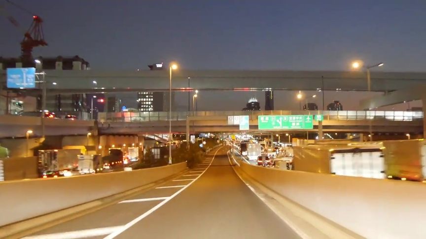 4K超高清!日本东京丰洲和汐留高速夜景!行车记录仪第一视角录制