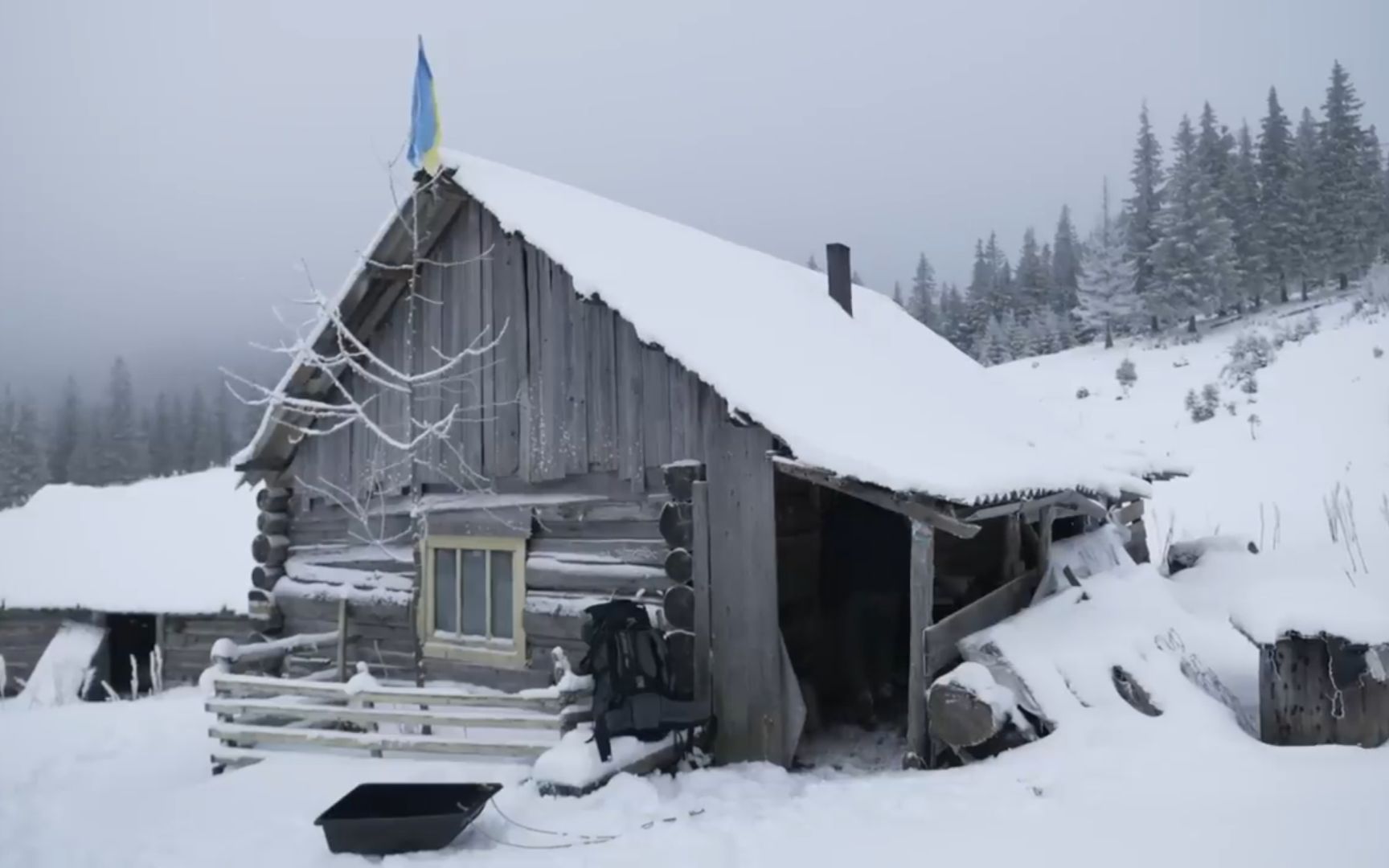 进入冰天雪地的森林,荒无人烟只有一栋雪屋,躲在里面还挺暖和!