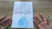 简单又漂亮的儿童蜡笔画:几只蜡笔就能画一幅美美的花瓶画,春意盎然...