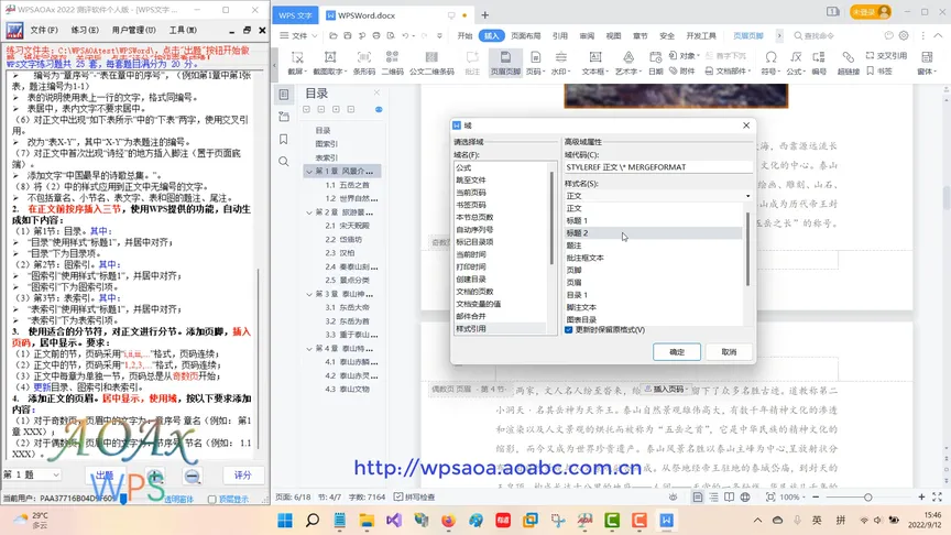 浙江省计算机等级考试AOA-WPS文字(长文档排版)-1-8-页眉设置和域