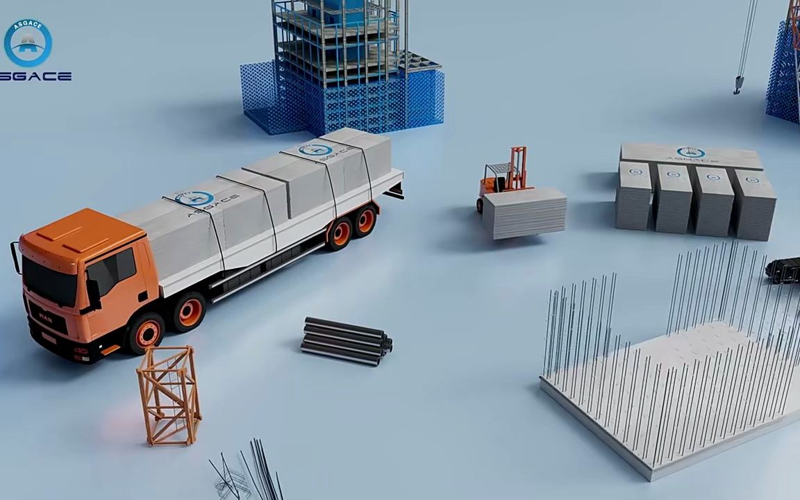 模块化混泥土墙施工动画展示#施工动画#安装动画#3d动画#三维动画