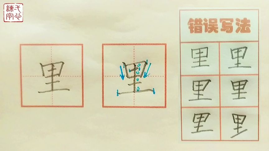 【里】字的书写示范及错误分析(一年级生字表同步)