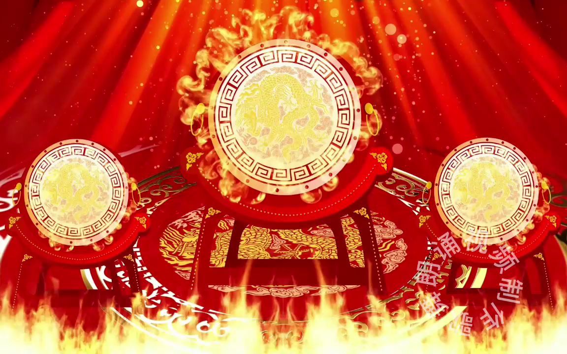龙腾盛世歌曲鼓舞水鼓龙鼓开场舞蹈武术表演大屏led背景视频素材